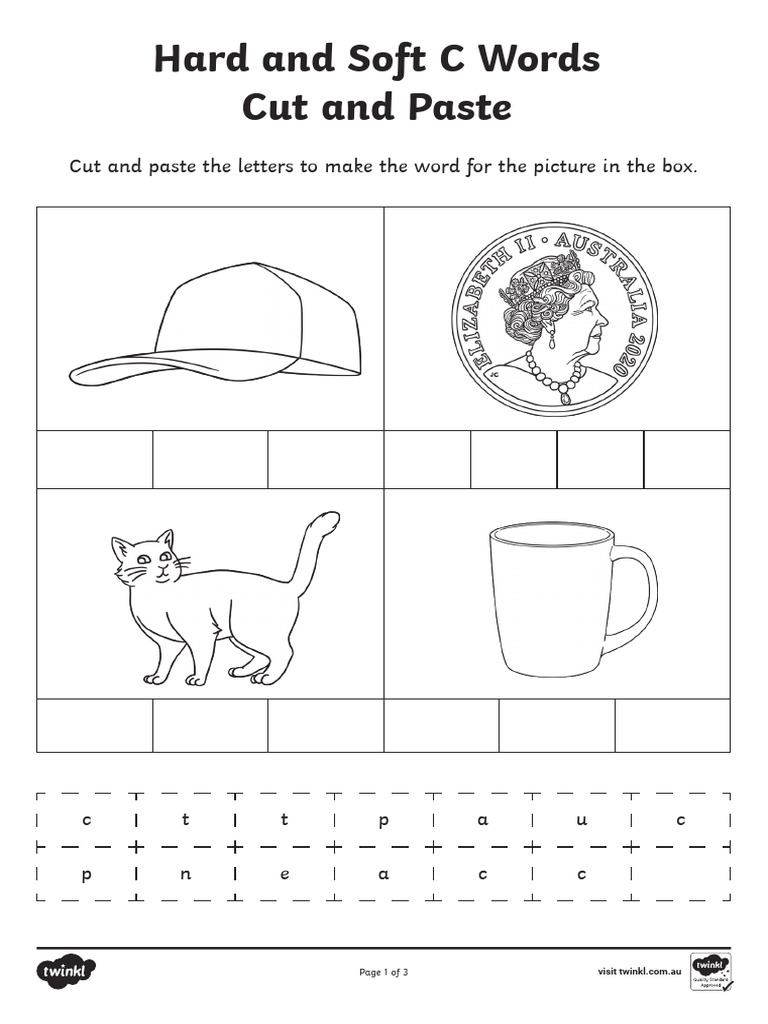 Au L 1698752827 Hard and Soft C Words Cut and Paste Worksheets Ver 1 | PDF