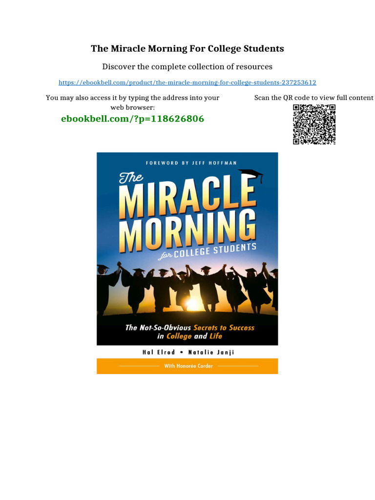 The Miracle Morning For College Students Digital Download | PDF | Self ...