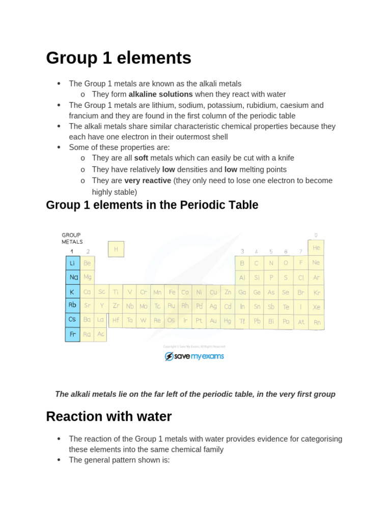 Group 1 and 7 Elements IGCSE | PDF | Periodic Table | Molecules