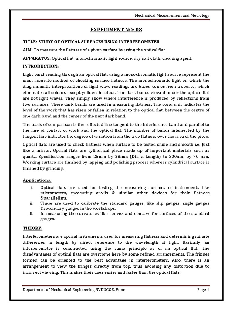 Study of Optical Surfaces Using Interferometry-DDM | PDF ...