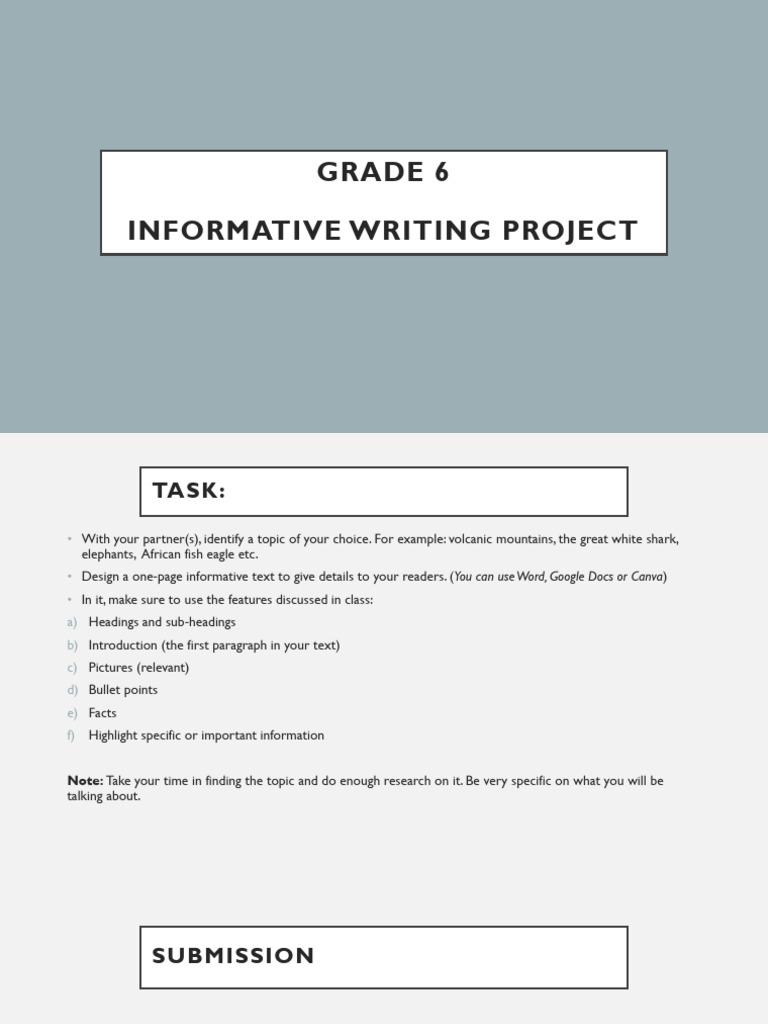 Grade 6 Informative Text Project | PDF