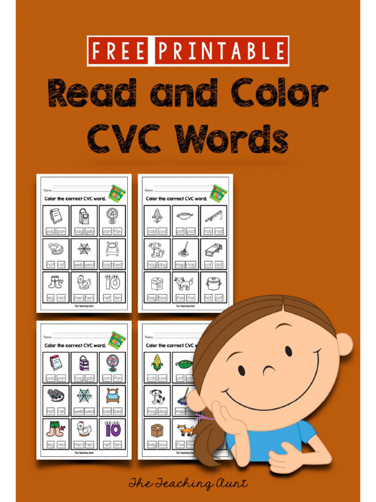 Read and Color CVC Words Worksheets | PDF