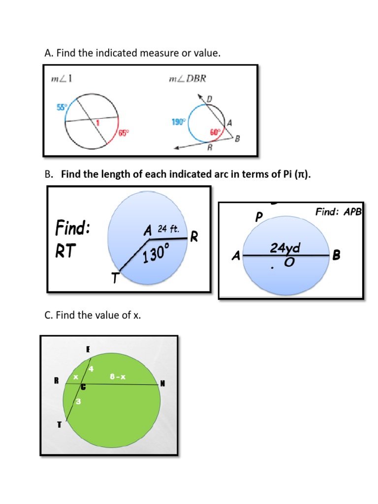 Activity For The Arc Length Segment and Angles Formed | PDF
