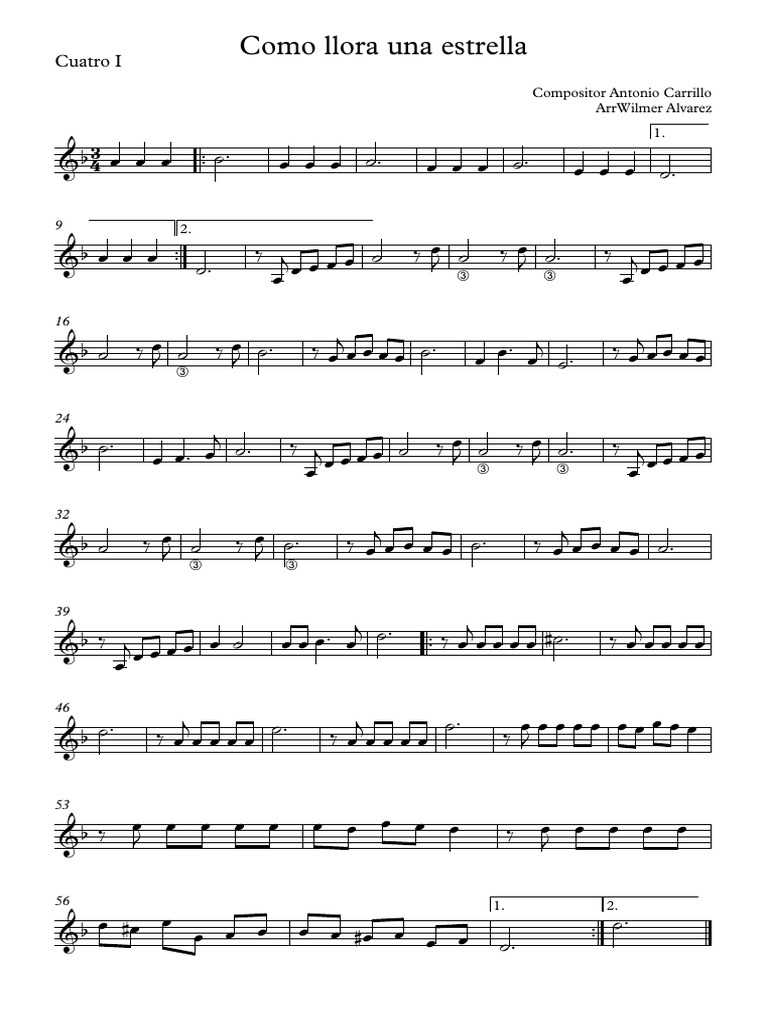 Como Llora Una Estrella Orquesta de Cuatros - Cuatro I | PDF