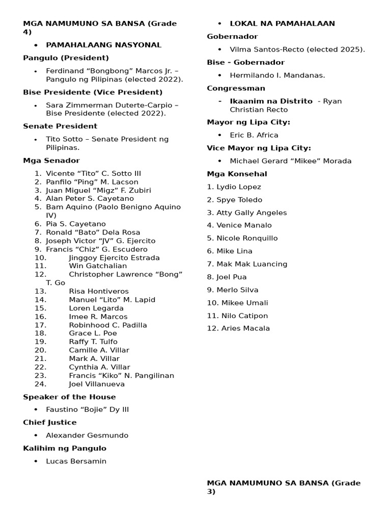 Mga Namumuno Sa Bansa | PDF | Philippines