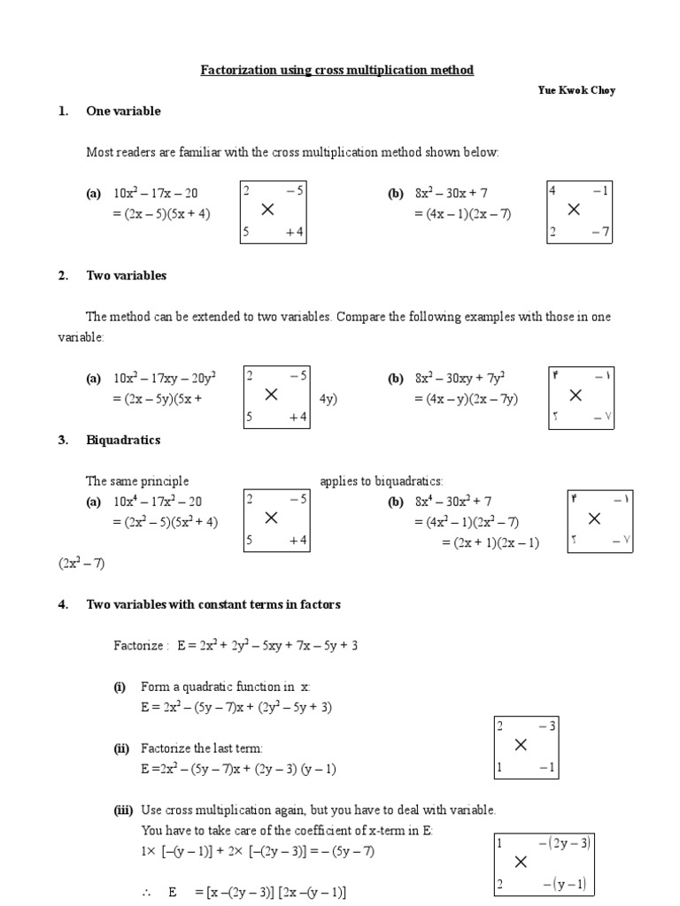 10_Factorization Using Cross Multiplication | Multiplication ...