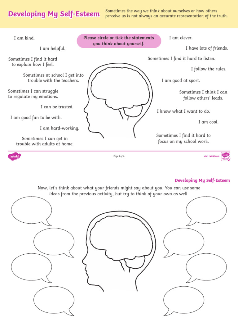 Developing My Self Esteem Activity Sheet Ver 7 | PDF