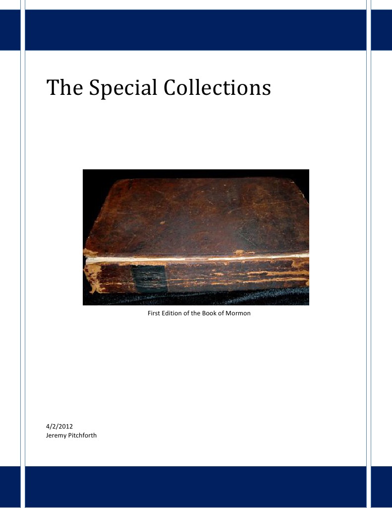 The Special Collections: First Edition of The Book of Mormon | PDF ...