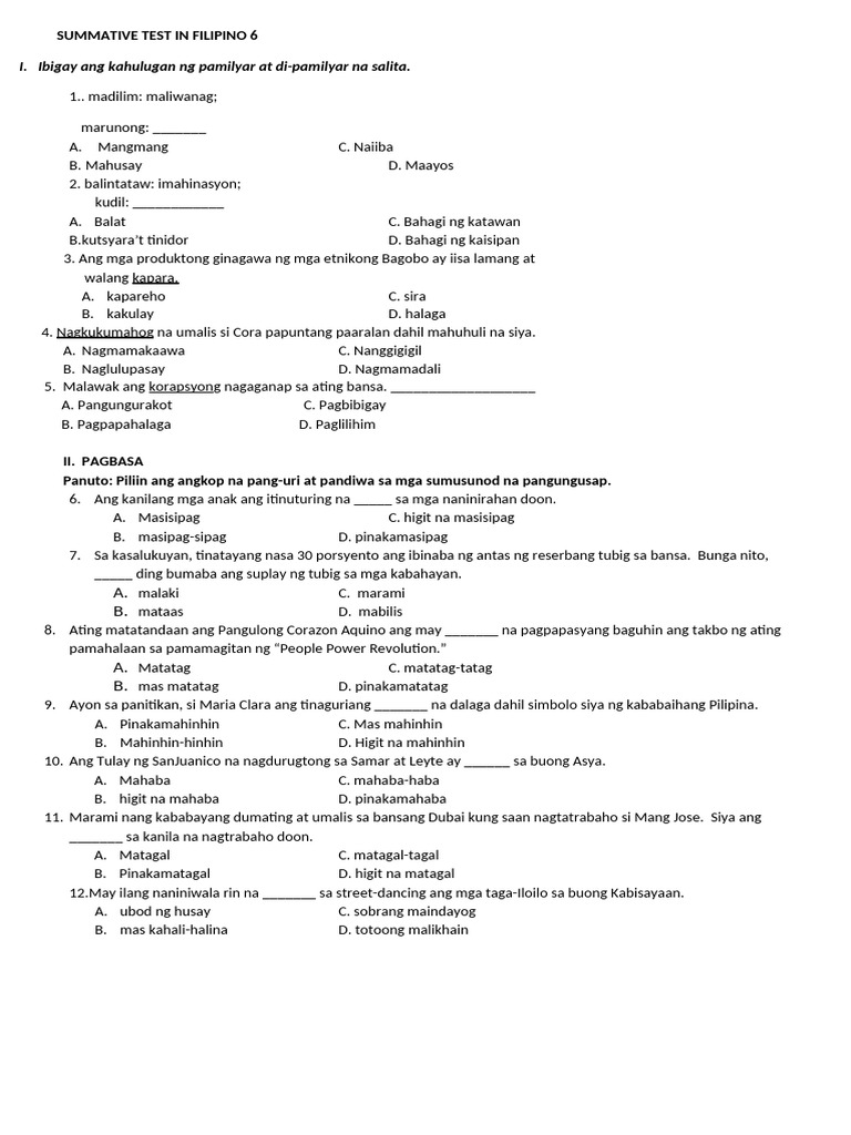 Filipino Periodical Test | PDF