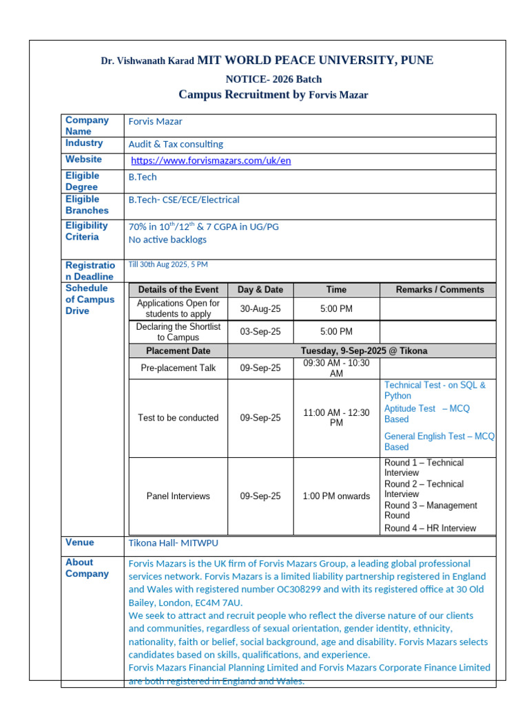 Forvis Mazar Notice 2026 | PDF | Analytics | Information Technology ...