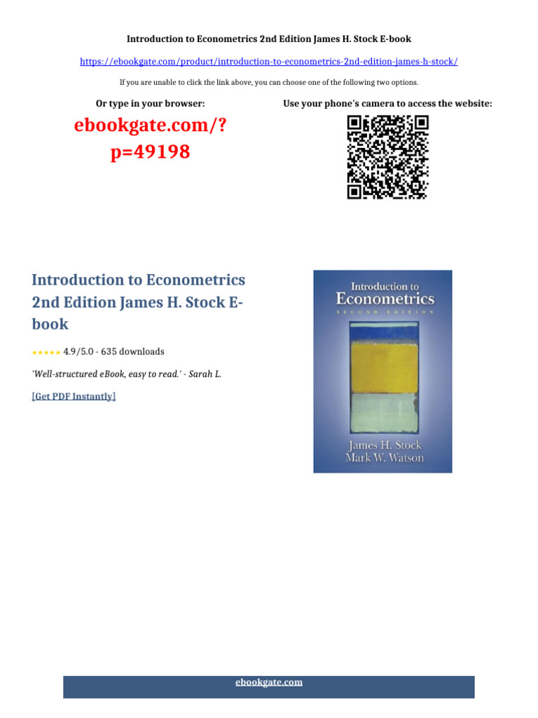 Introduction to Econometrics 2nd Edition James H. Stock ebook testbank ...