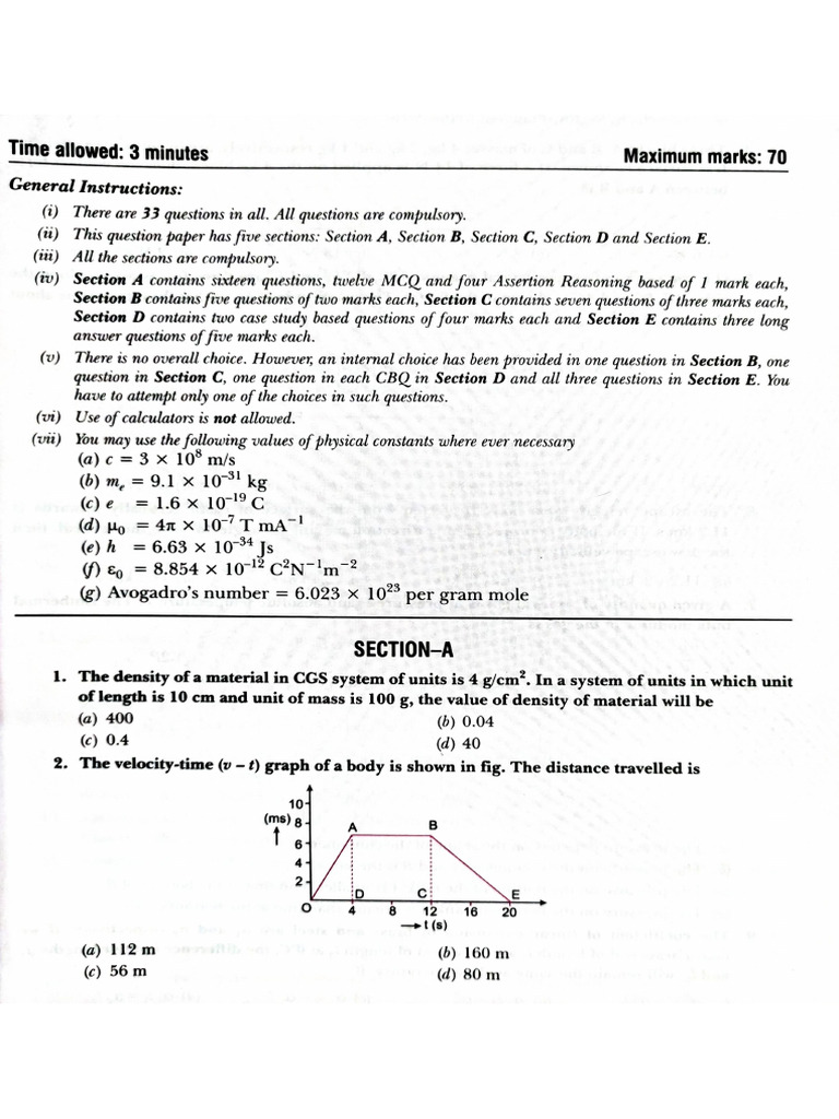 XI Sample Paper (Hints Given at End) | PDF