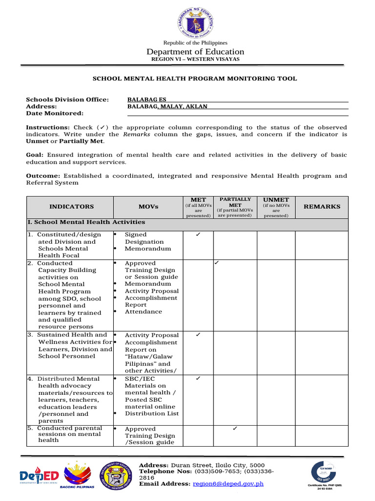 Balabag Es - Monitoring Tool - SMHP | PDF
