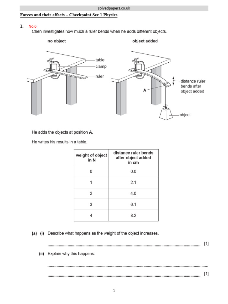 CPS27PT Forces and Their Effects320589 Checkpoint Sec 1 Physics | PDF