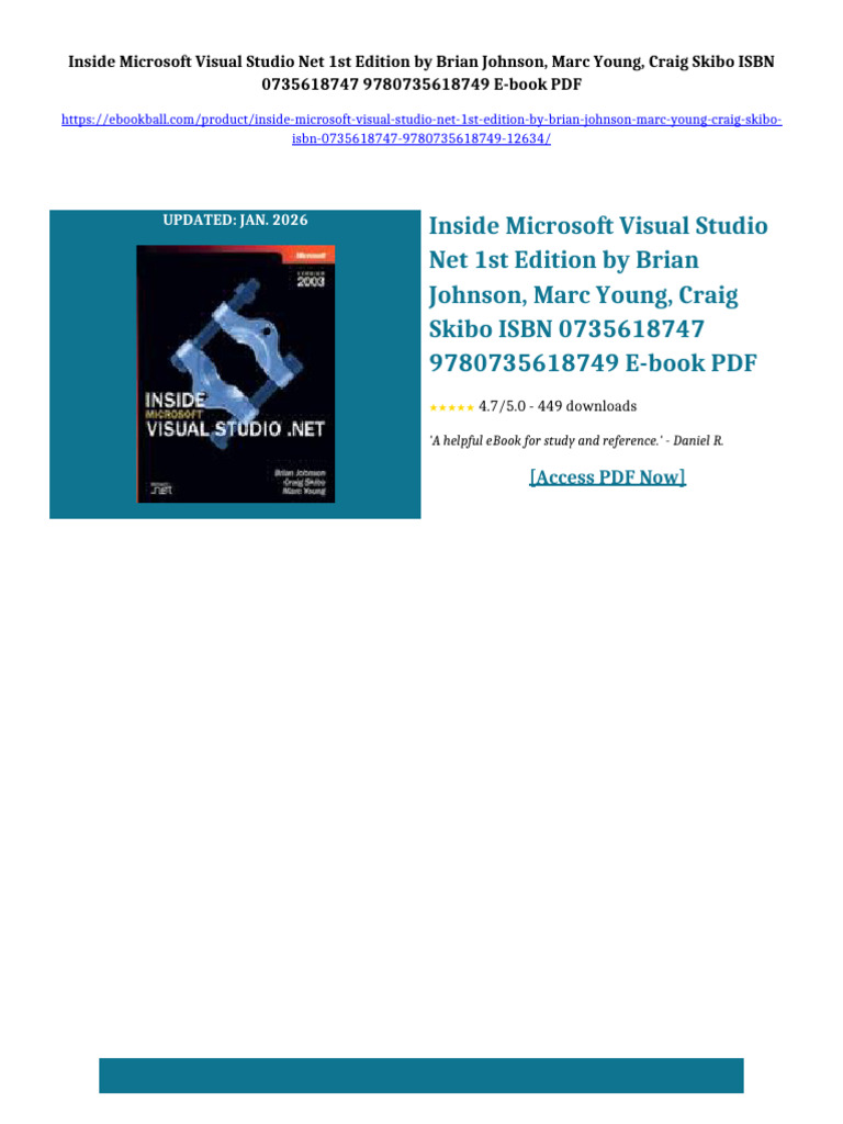 Inside Microsoft Visual Studio Net 1st Edition by Brian Johnson, Marc Young, Craig Skibo ISBN ...