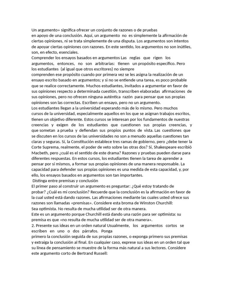 Un Argumento Significa | PDF | Argumento | Ensayos