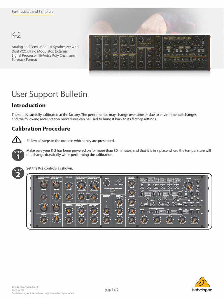 Behringer K2 Calibrate BE P0DN7 K-2 VCO-Calibration | PDF