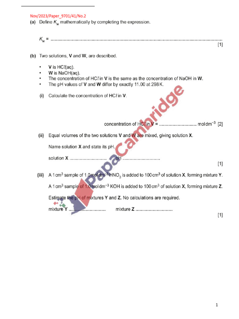 2023 Equilibria A2 Chemistry 9701 | PDF