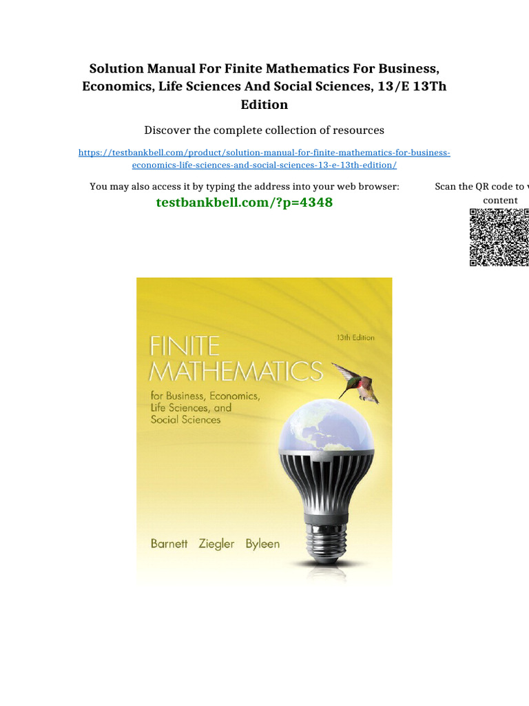 Solution Manual for Finite Mathematics for Business, Economics, Life ...