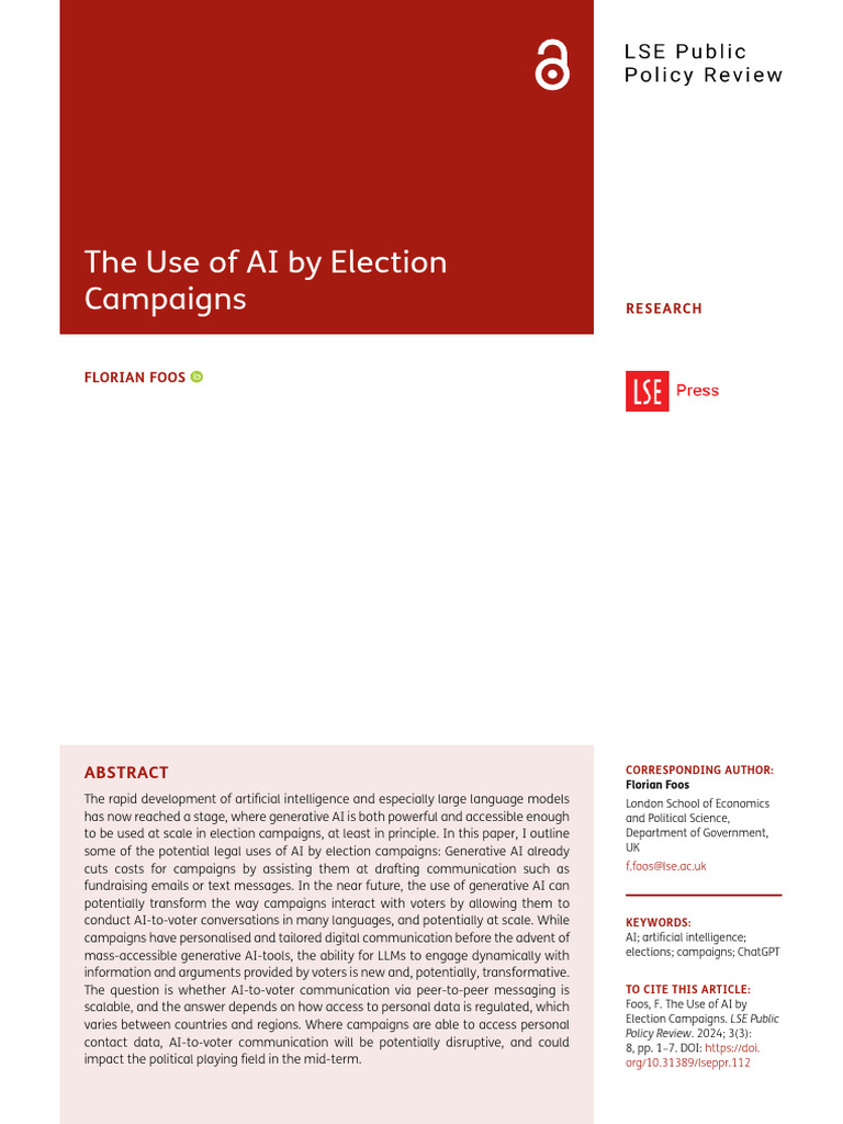 The Use of AI by Election Campaigns | PDF | Artificial Intelligence ...