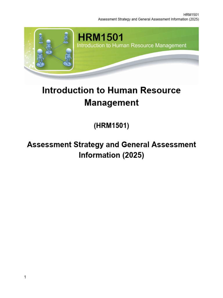 HRM1501 Assessment Plan and Information (2025) | PDF | Educational ...