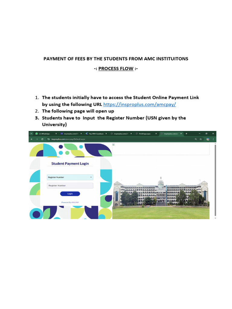 AMCEC Student Online Payment Process Flow Chart | PDF | Payments