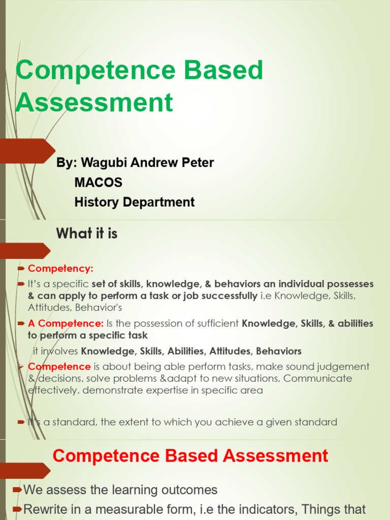 Competence Based Assessment in Detail | PDF | Knowledge | Learning