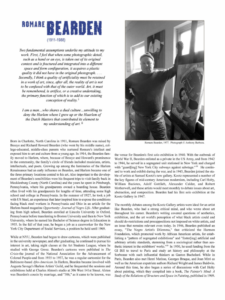 Romare Bearden Bio | PDF