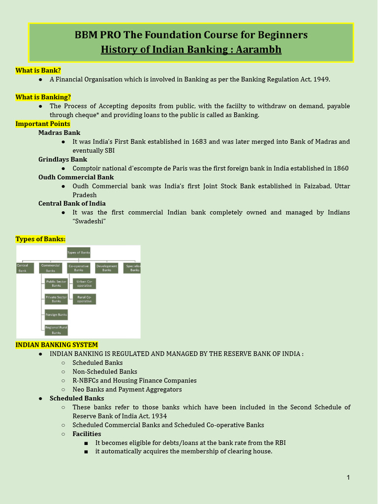History of Indian Banking _ Aarambh (English PDF) | PDF | Banks ...