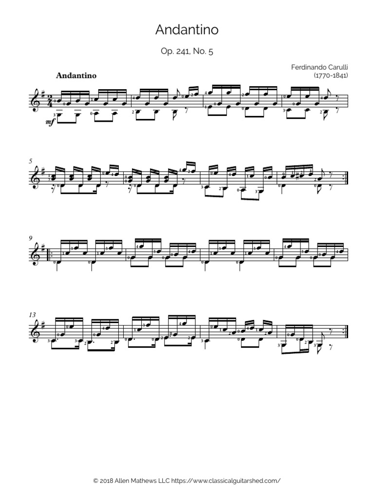 AAA Carulli Op241 No5 ClassicalGuitarShed | PDF | Music Education ...