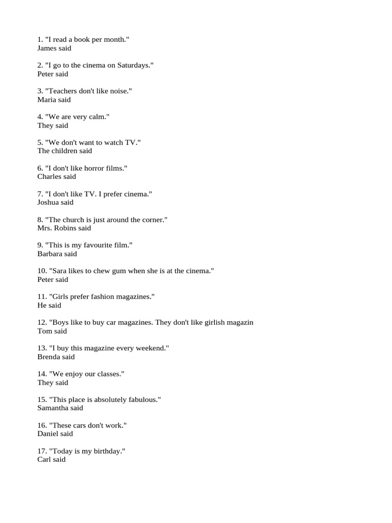 Reported Speech-Present Simple | PDF