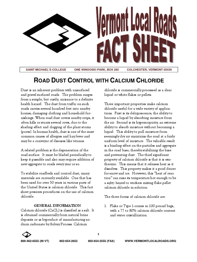 Calcium Chloride for Road Dust Control | PDF | Road | Corrosion