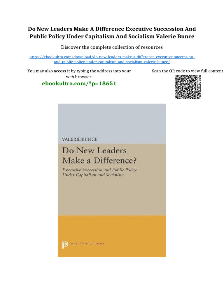 Do New Leaders Make a Difference Executive Succession and Public Policy ...