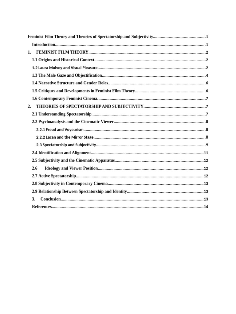 Feminist Film Theory and Theories of Spectatorship and Subjectivity ...