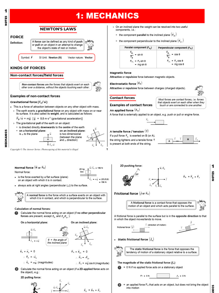 GR 11 Newtons Laws Key Facts New | PDF | Force | Friction