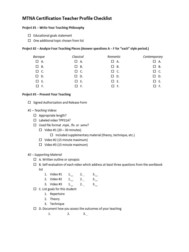 Profile Checklist | PDF