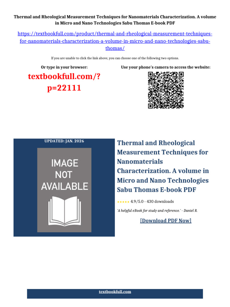 Thermal and Rheological Measurement Techniques For Nanomaterials ...