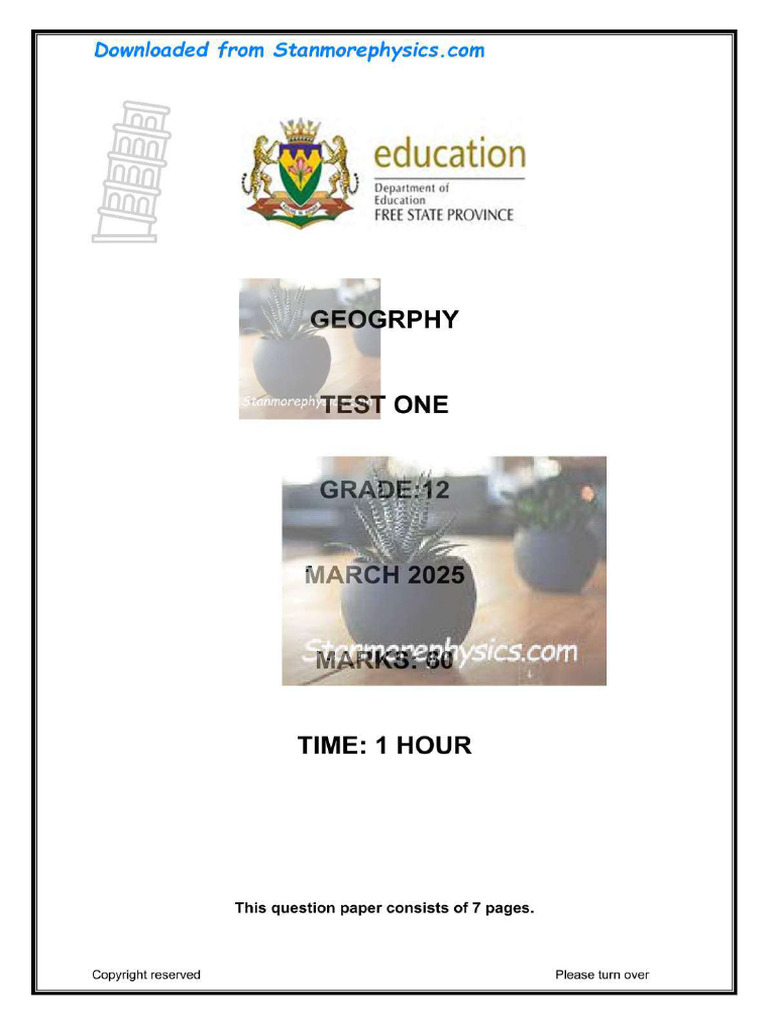FS Geography Grade 12 March 2025 QP and Memo | PDF