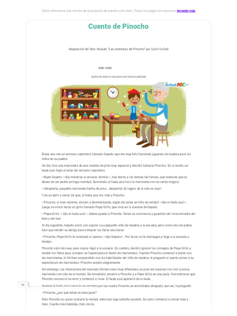 Cuento de Pinocho - Árbol ABC | PDF | Pinocho