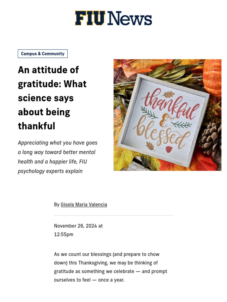 An attitude of gratitude: What science says about being thankful | FIU ...