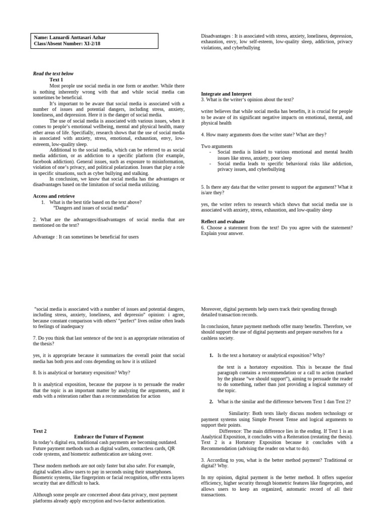 Analytical and Hortatory Worksheet | PDF | Anxiety | Biometrics