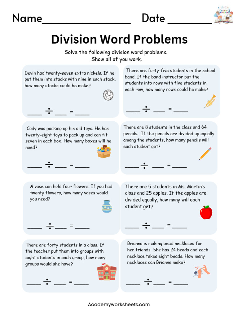 Division Word Problems 7 Compressed | PDF