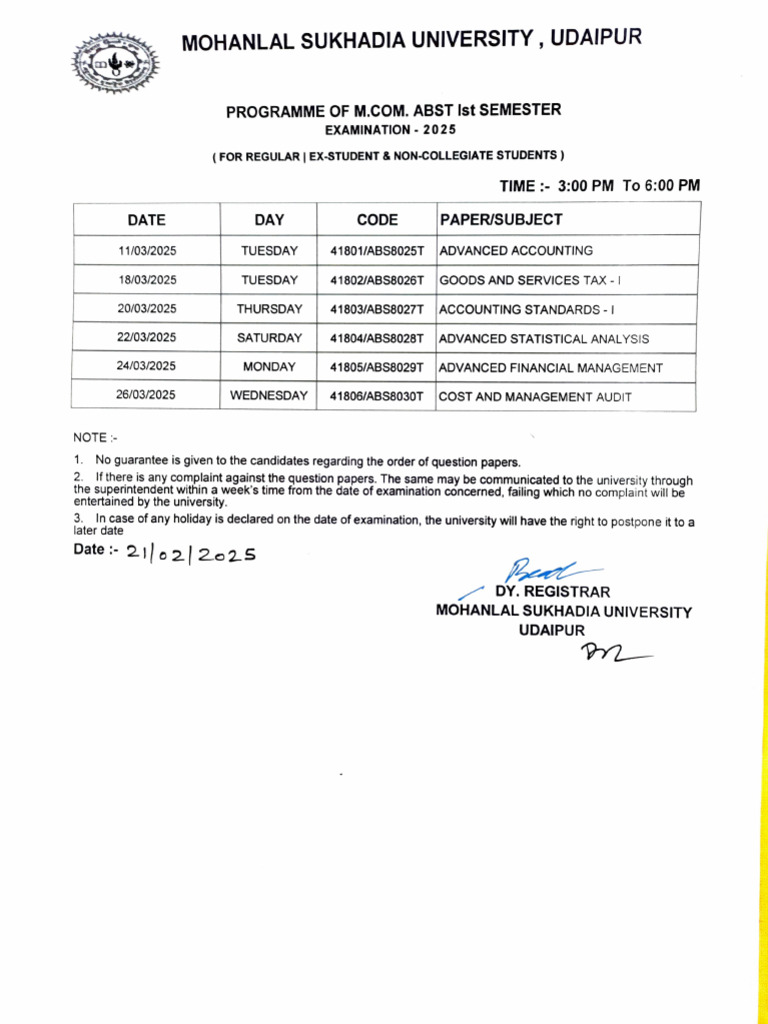 14795_time Table of m.com. Abst Ist Semester Examination 2025 (for ...