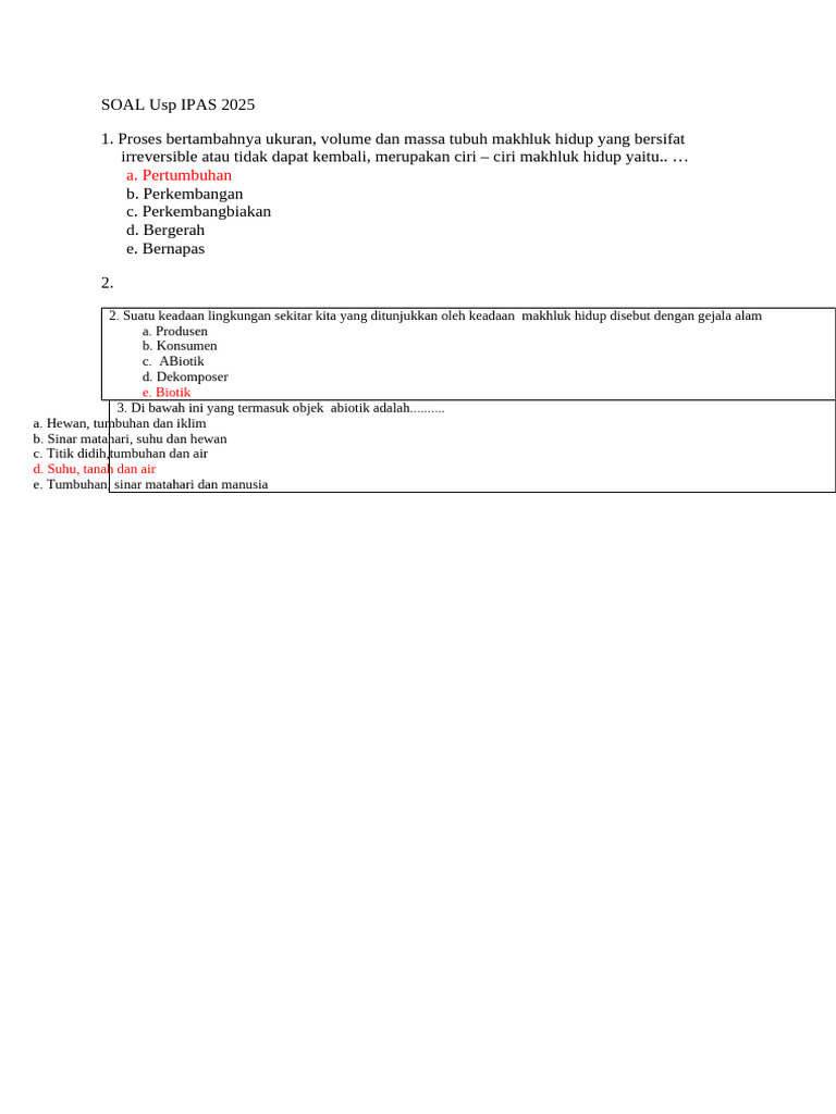 Soal Usp Ipas 2025 | PDF