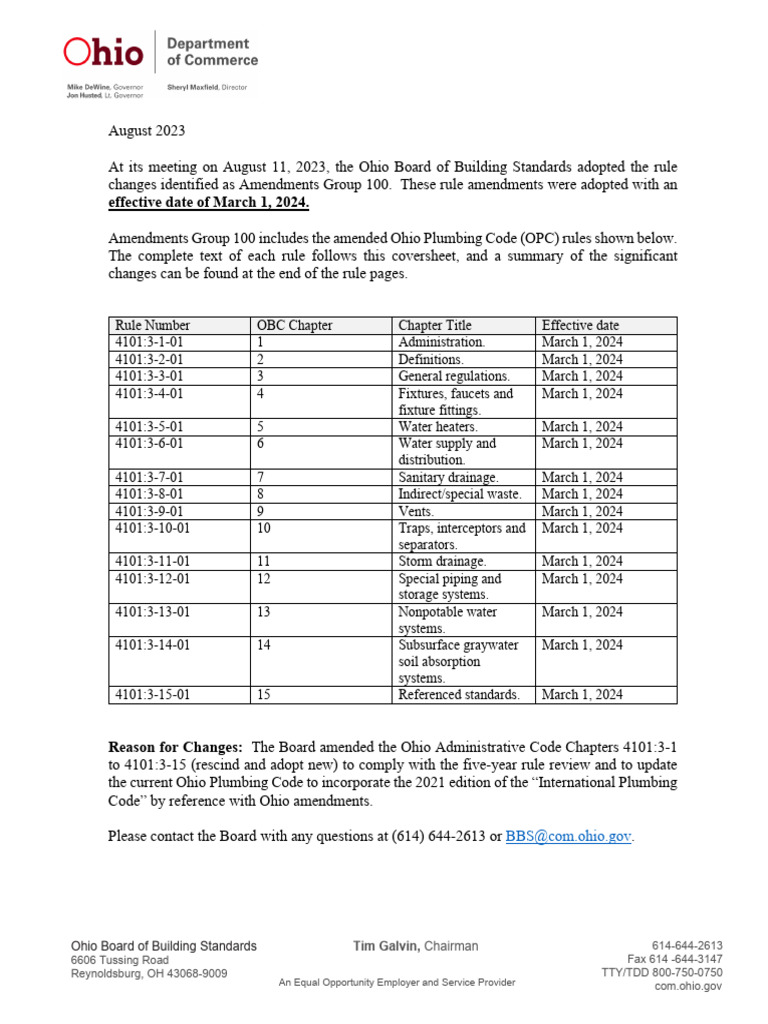 2024 Ohio Plumbing Code Rules Effective | PDF | Plumbing | Pressure