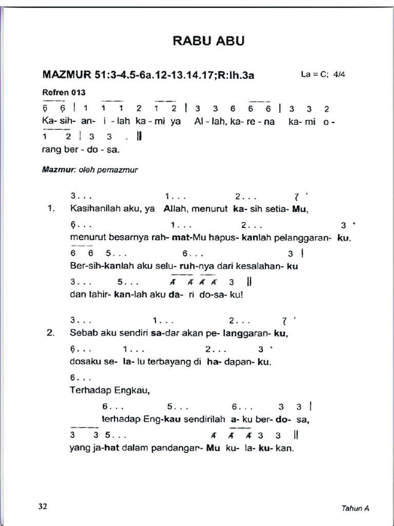 Teks Mazmur Rabu Abu | PDF