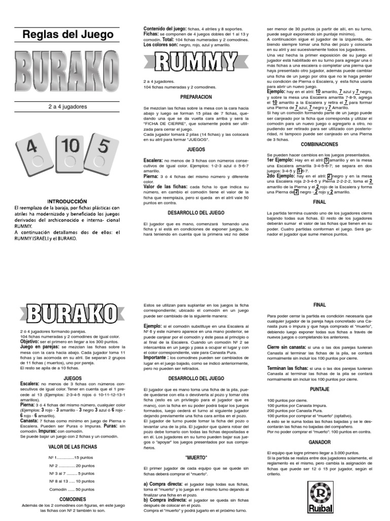 Reglamento Burako | PDF | Juego de azar | Juegos y lotería