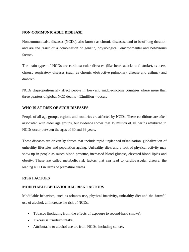 Non Communicable Diseases | PDF | Non Communicable Disease | Diabetes