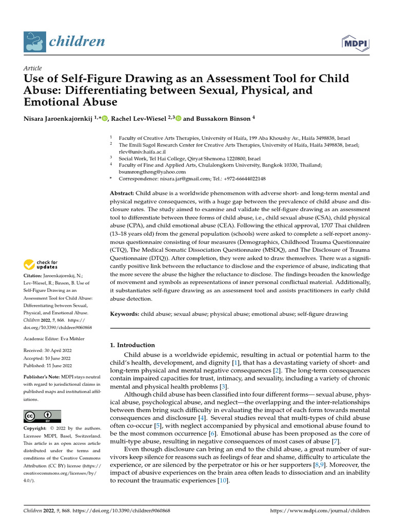 Use of Self-Figure Drawing As An Assessment Tool For Children | PDF ...