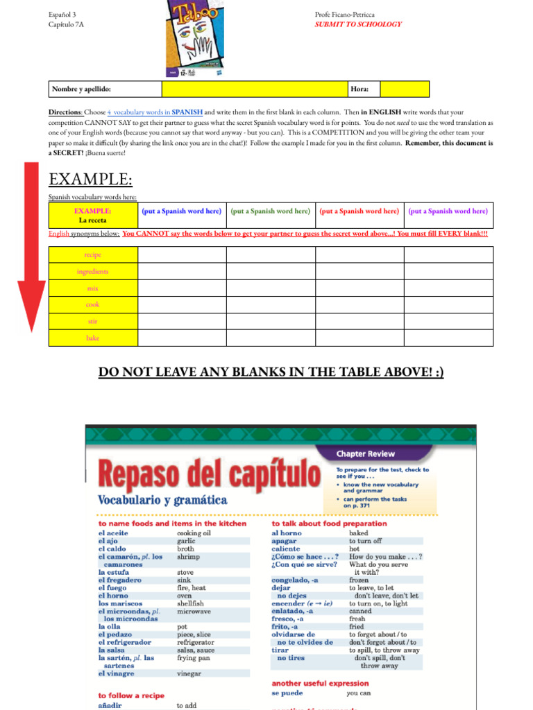 Sahana Jeyabalamurugan - W4 34A 02 Taboo! Worksheet - 17579358 | PDF